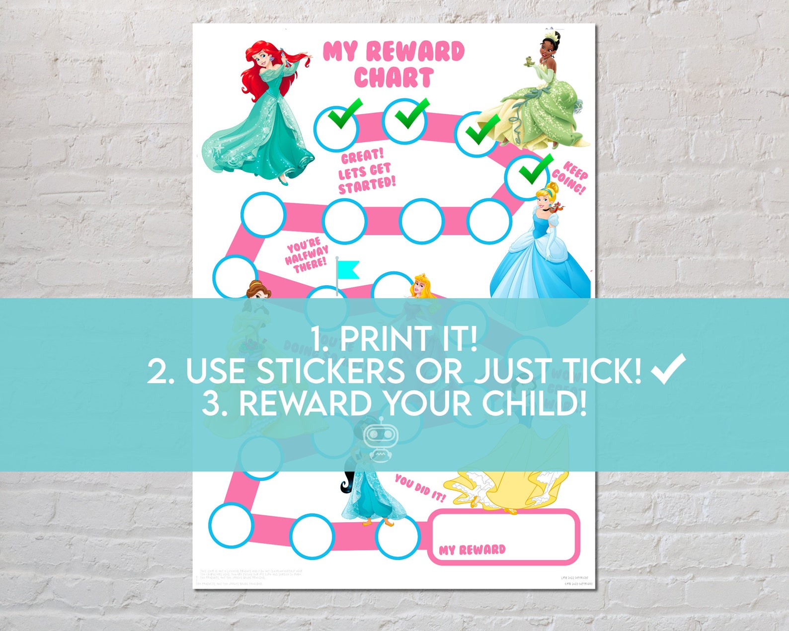 Girls Princess Reward Chart for Kids, Chore Chart, Behaviour Chart ...