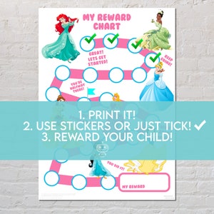 Girls Princess Reward Chart for Kids, Chore Chart, Behaviour Chart ...