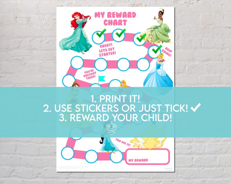 Girls Princess Reward Chart for Kids, Chore Chart, Behaviour Chart ...