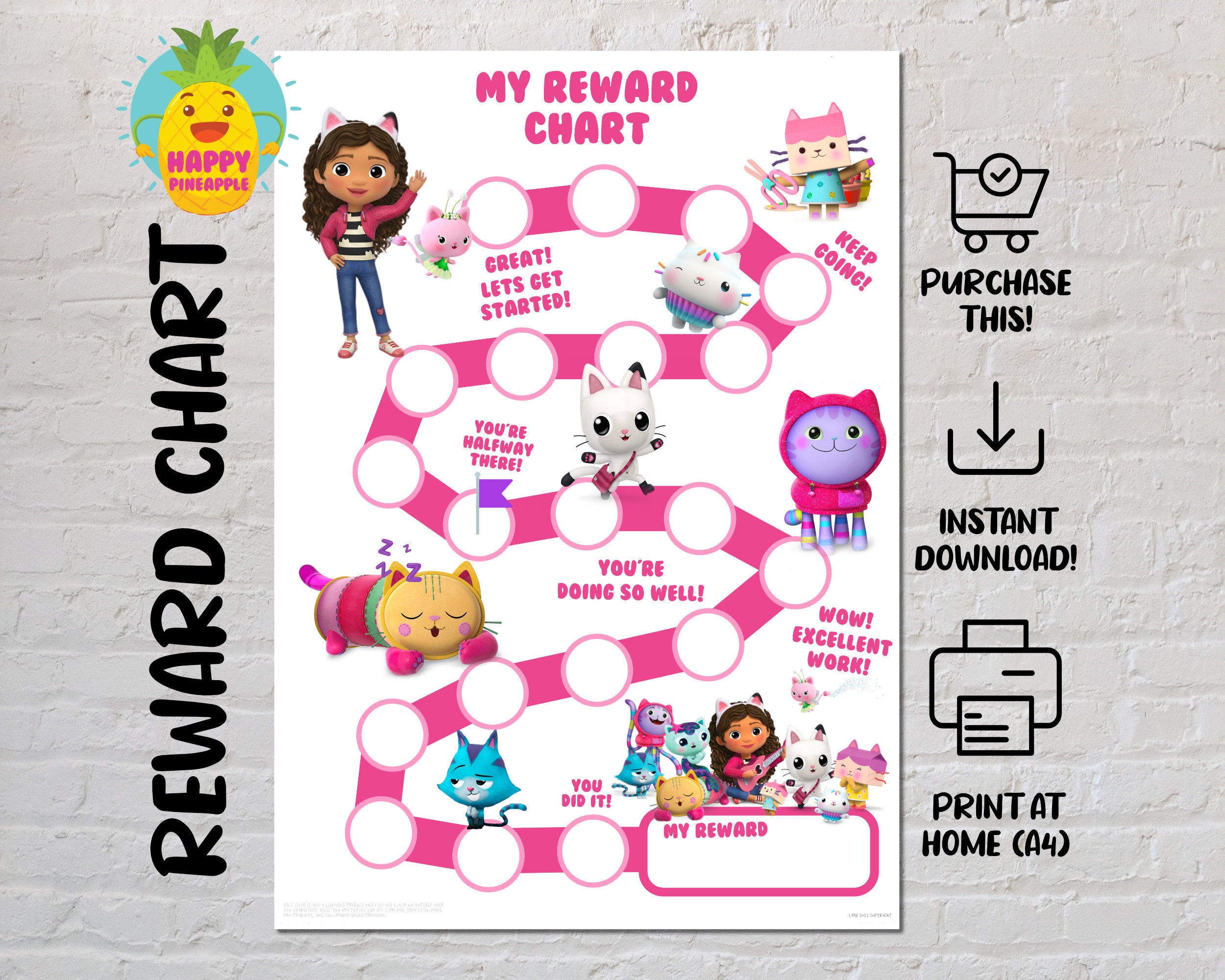 Gabby's Dollhouse Reward Chart for Kids, Chore Chart, Behaviour Chart ...