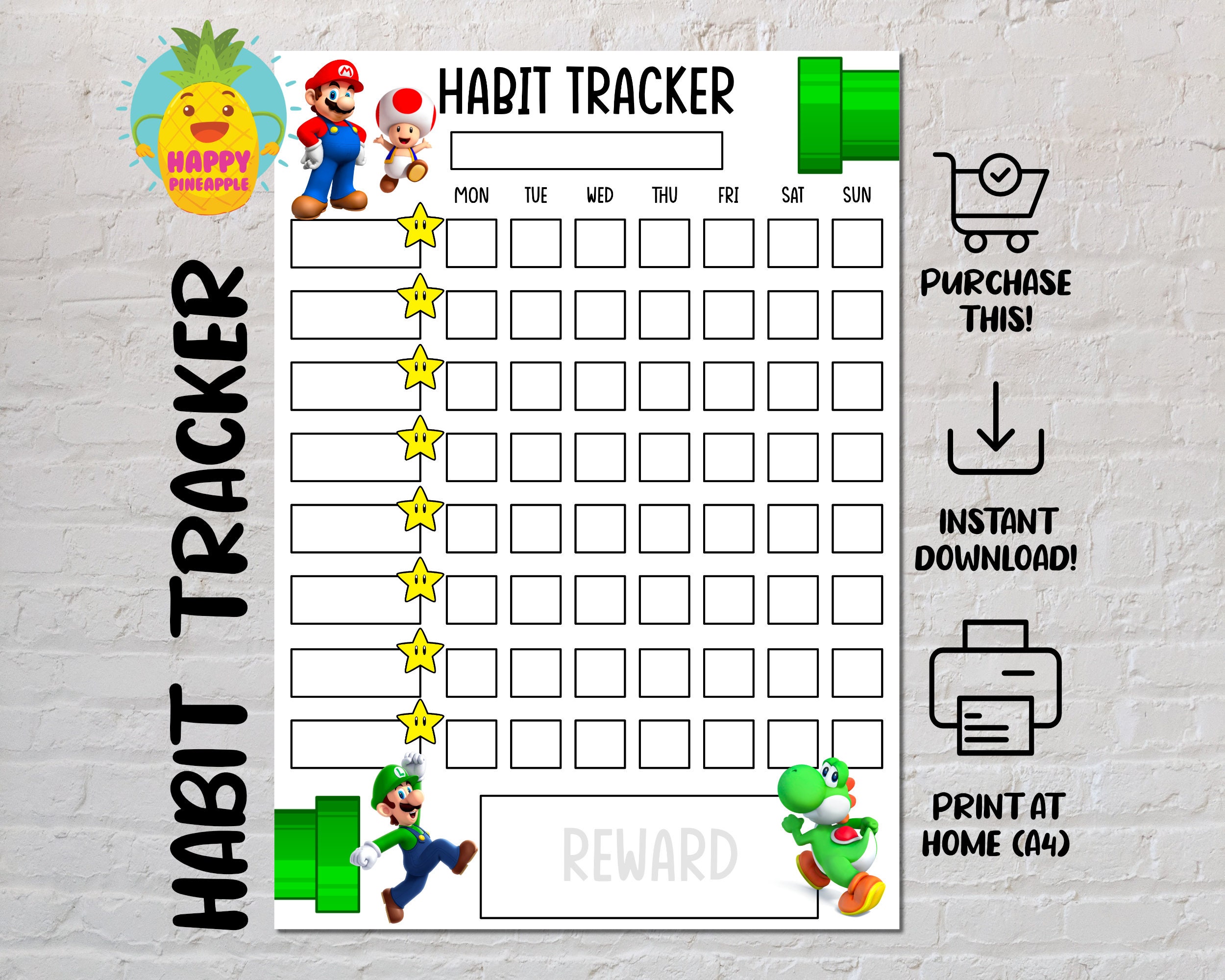 Super Mario Routine Reward Chart for Kids, ADHD, Chore Chart, Behaviour ...