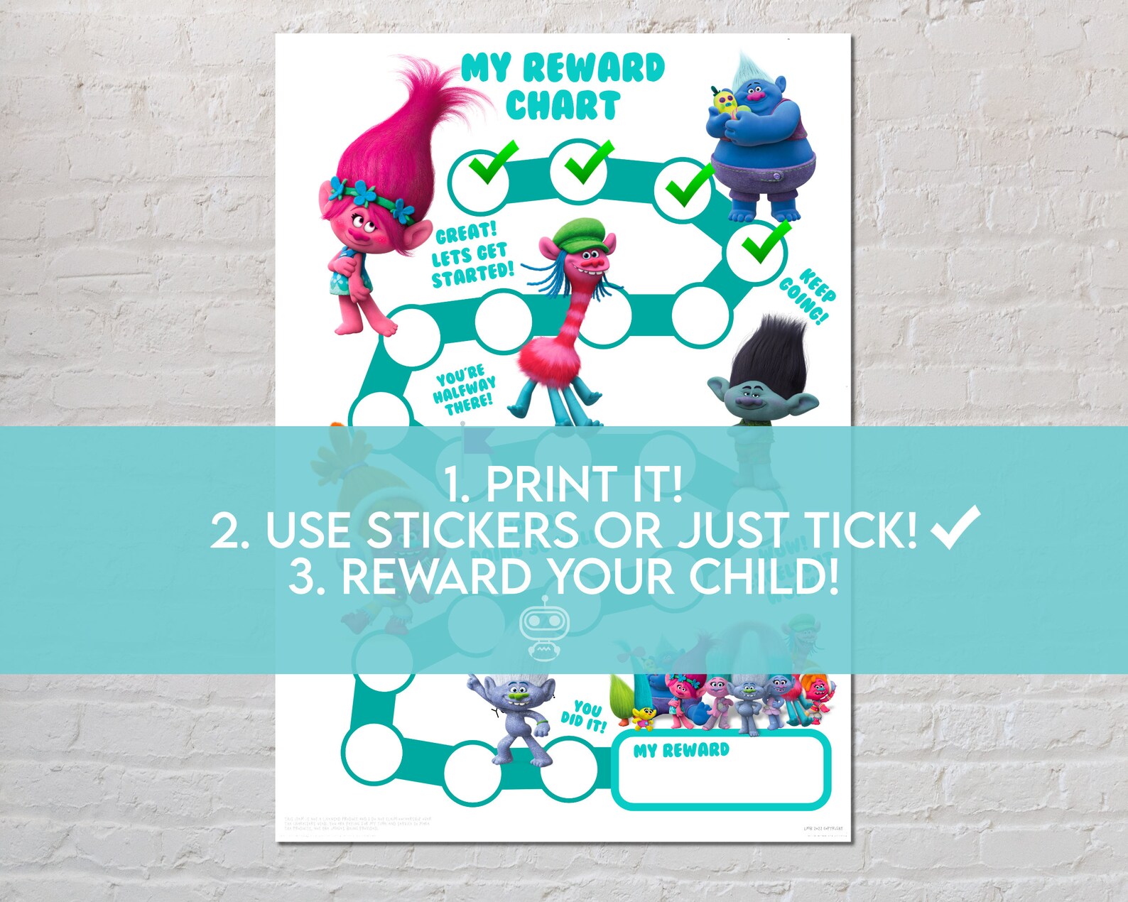 Trolls Reward Chart for Kids, Chore Chart, Behaviour Chart, Digital PDF ...