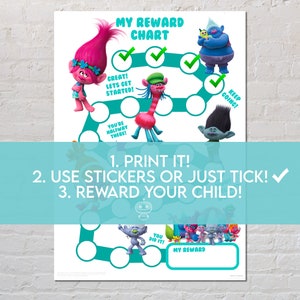 Trolls Reward Chart for Kids, Chore Chart, Behaviour Chart, Digital PDF ...
