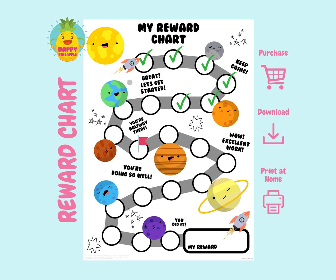 Space Themed Reward Chart for Kids, Chore Chart, Behaviour Chart ...