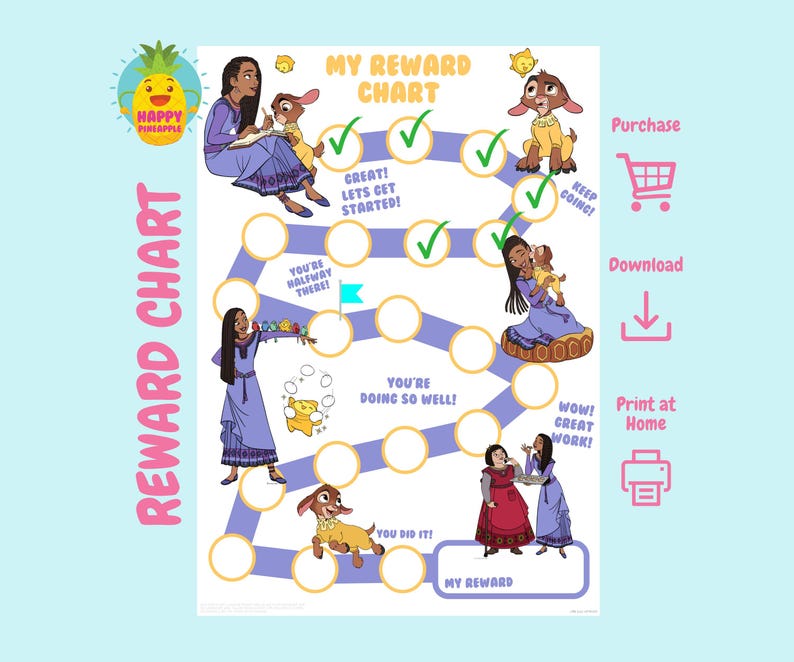 Wish Reward Chart for Kids, Chore Chart, Behaviour Chart, Printable ...