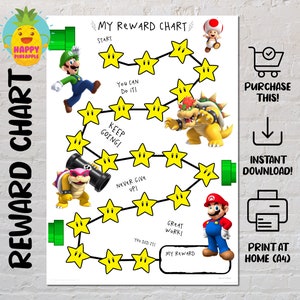 SUPER MARIO Reward Chart Printable Mario Behavior Chart Daily Chore ...