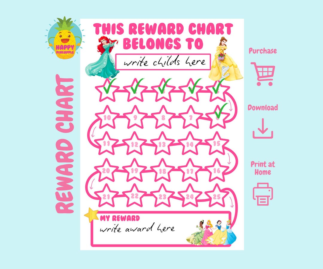 Princess Reward Chart | Printable Princess Behavior Chart | Daily Chore ...