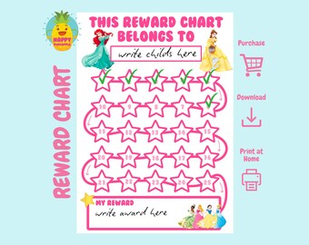 Printable Princess Reward Chart | Princess Behavior Chart | Routine ...