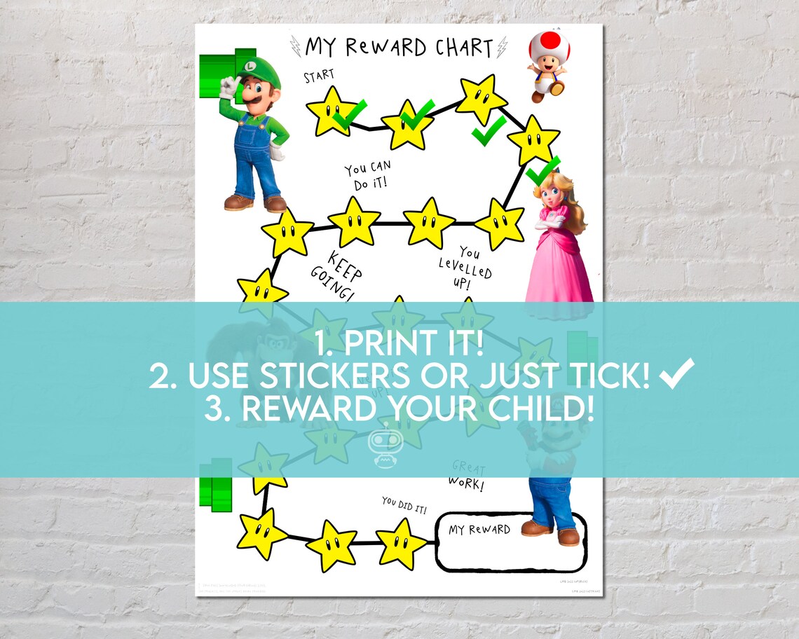 Super Mario Movie Reward Chart for Kids Chore Chart - Etsy Canada