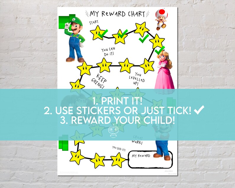 Super Mario Movie Reward Chart for Kids, Chore Chart, Behaviour Chart ...