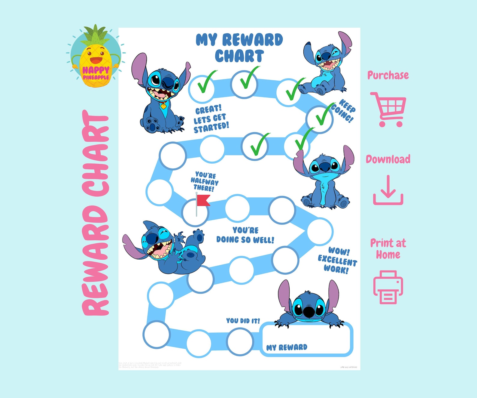 Stitch Reward Chart for Kids, Chore Chart, Behaviour Chart, Digital ...