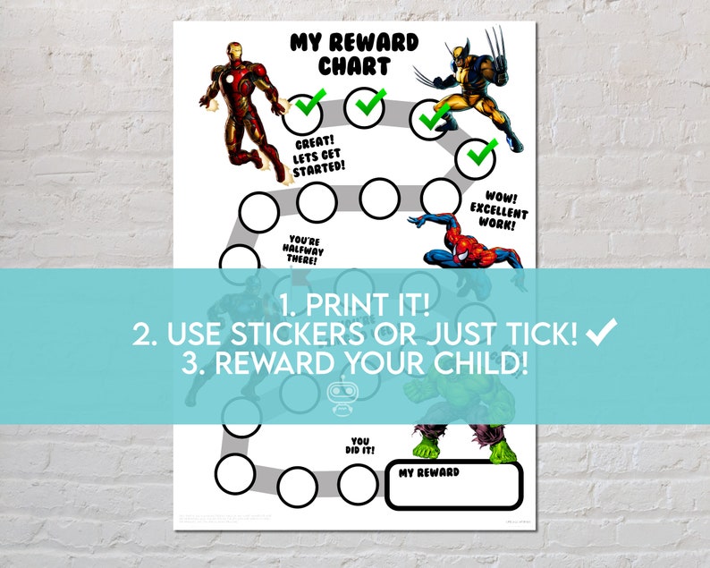 Marvel Superheroes Reward Chart for Kids, Chore Chart, Behaviour Chart ...