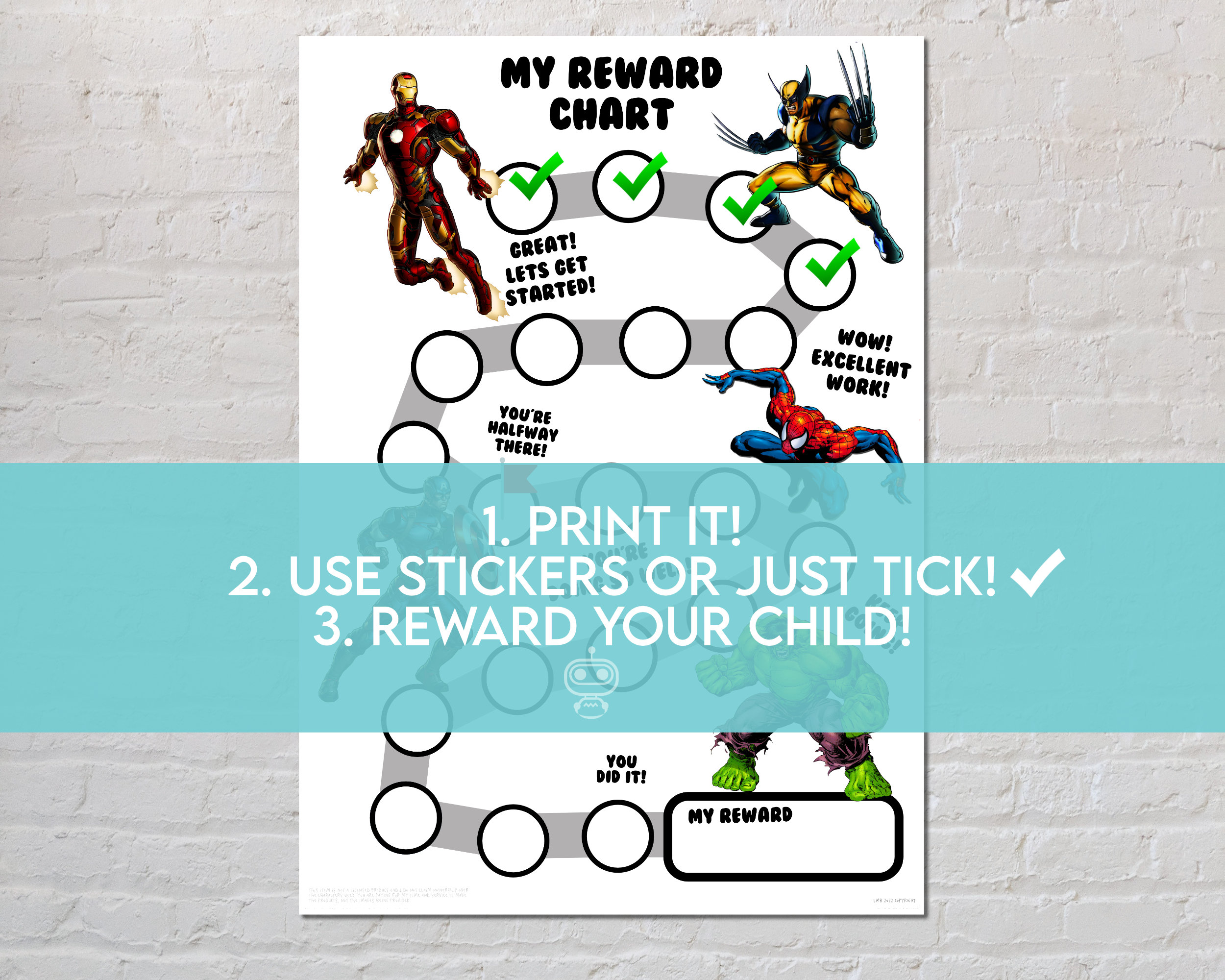 Marvel Superheroes Reward Chart for Kids, Chore Chart, Behaviour Chart ...