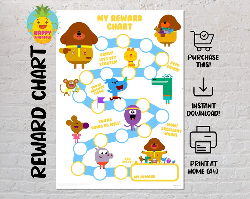 Hey Duggee Reward Chart for Kids, Chore Chart, Behaviour Chart, Digital ...