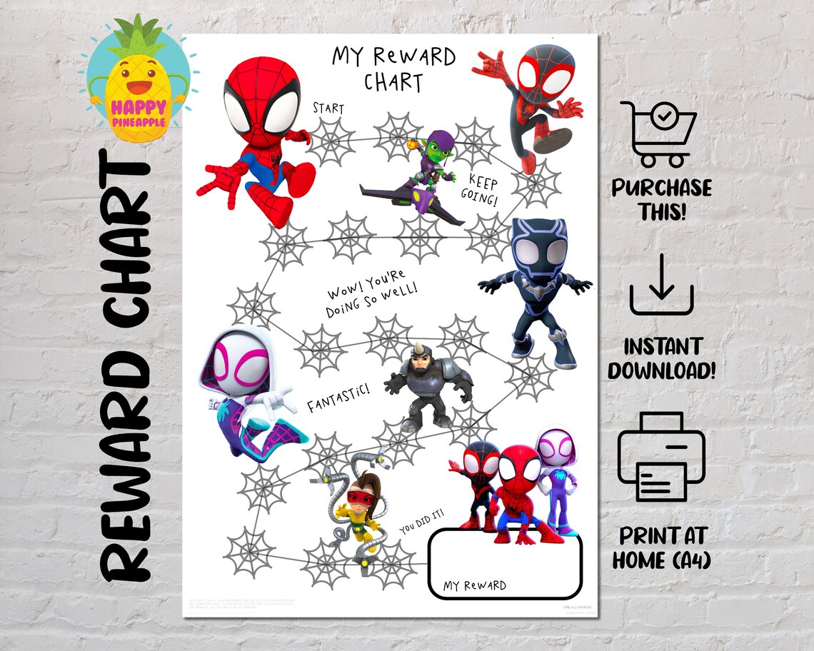 Spidey and His Amazing Friends and Villains Reward Chart for Kids ...