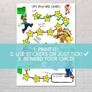 SUPER MARIO Reward Chart Printable Mario Behavior Chart Daily Chore ...