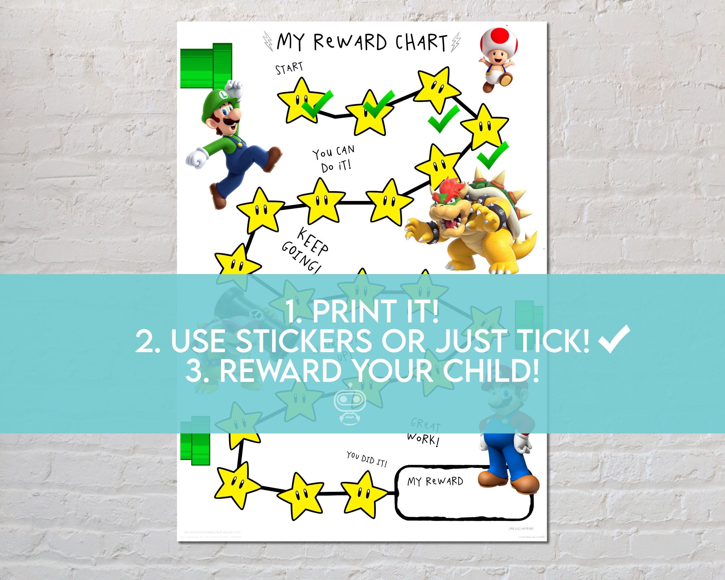 SUPER MARIO Reward Chart Printable Mario Behavior Chart Daily Chore ...
