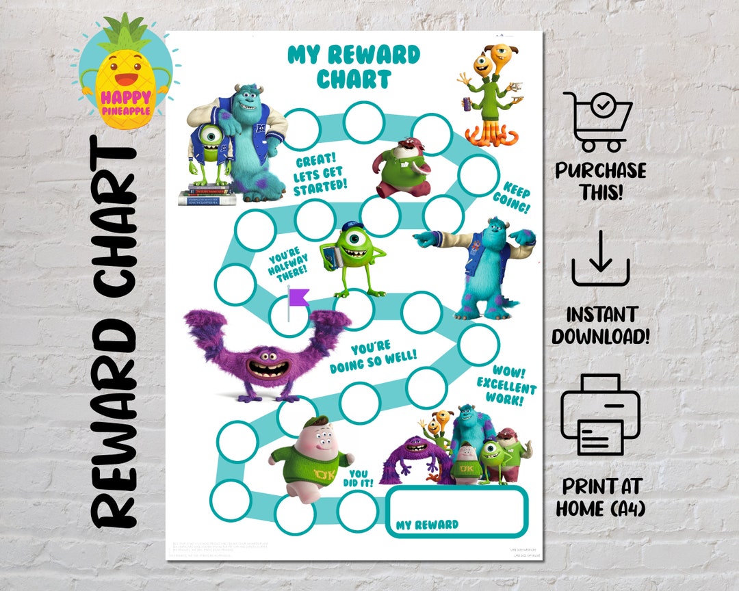 Monsters Inc, Monsters University Reward Chart for Kids, Chore Chart ...