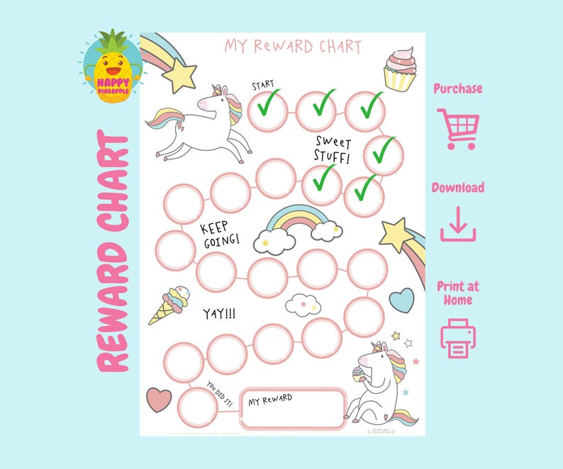 Unicorn Reward Chart | Printable Unicorn Behavior Chart | Daily Chore ...