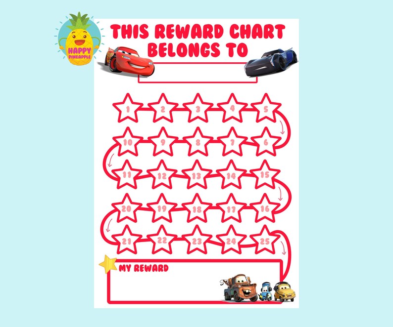 Cars Reward Chart | Kids Printable Behavior & Chore Tracker (digital ...