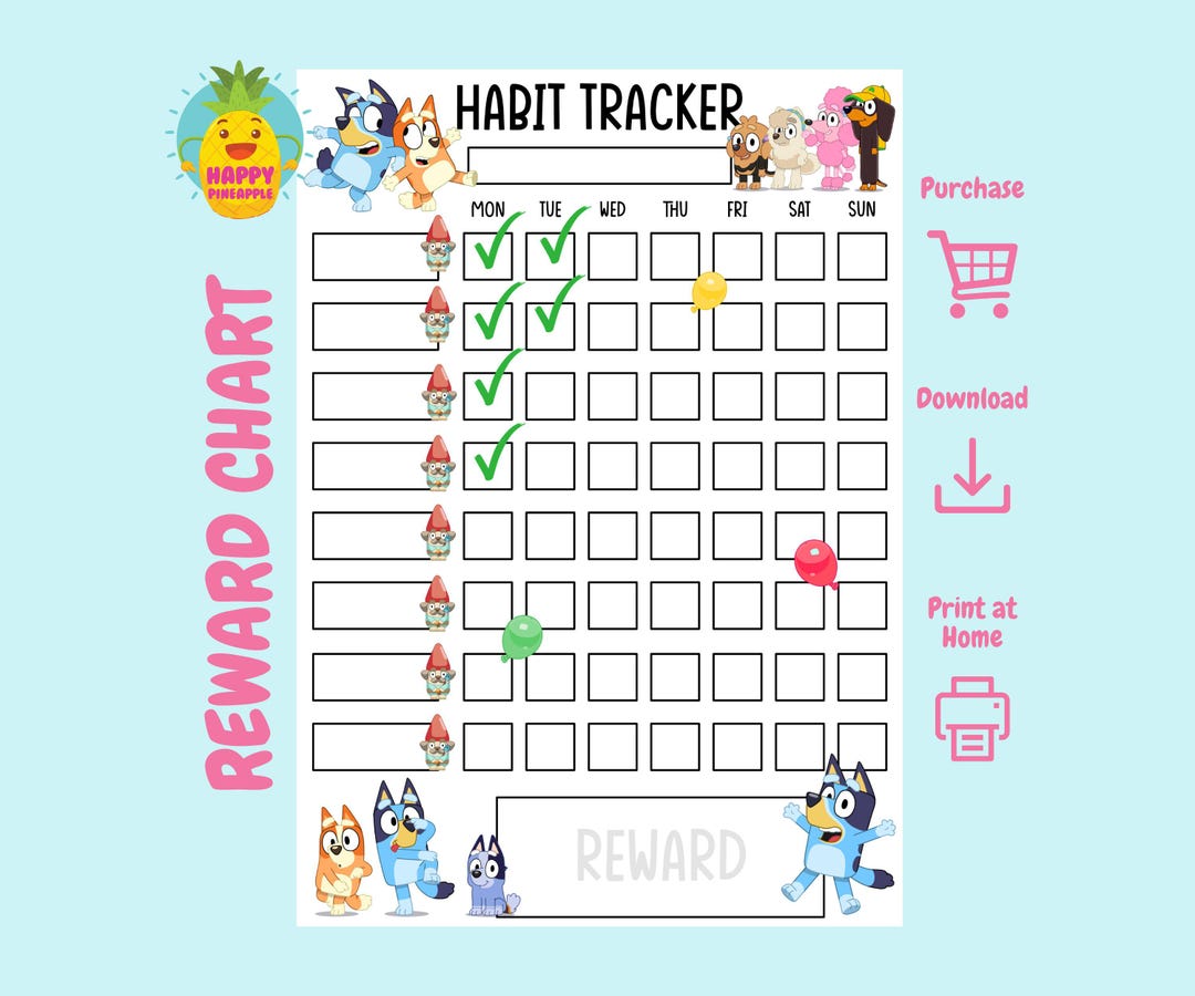 Bluey Routine Reward Chart for Kids, ADHD, Routines, Chore Chart ...