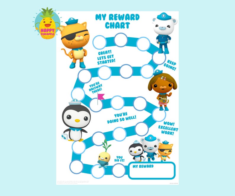 Octonauts Colourful Reward Chart for Kids, Chore Chart, Behaviour Chart ...