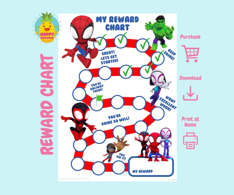 Spidey and His Amazing Friends Reward Chart for Kids, Chore Chart ...