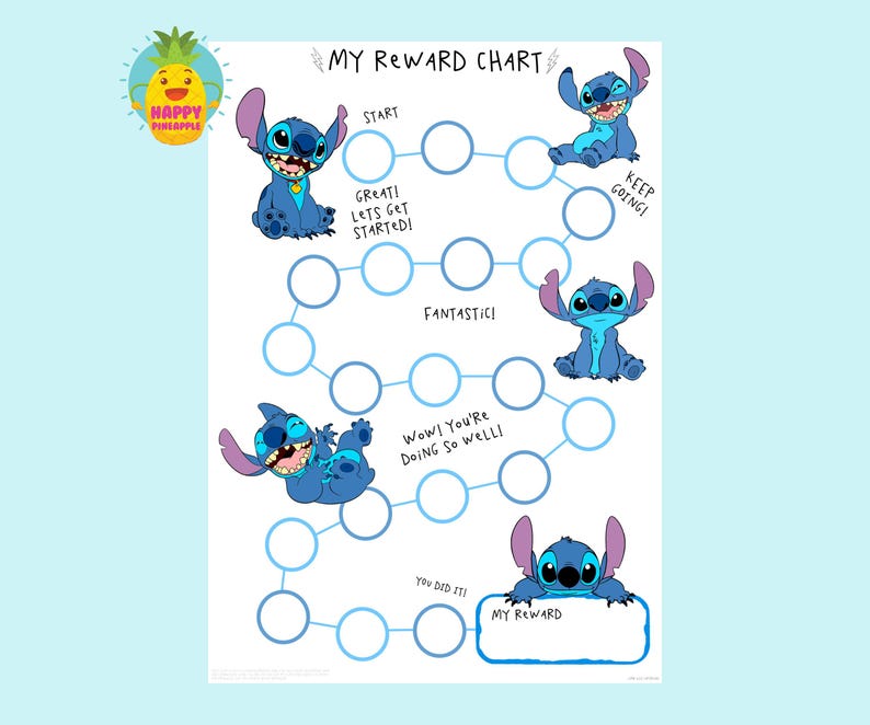 New Stitch Reward Chart for Kids, Chore Chart, Behaviour Chart, Digital ...