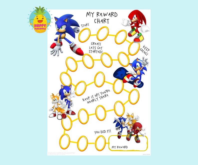 Sonic the Hedgehog Reward Chart for Kids, Chore Chart, Behaviour Chart ...