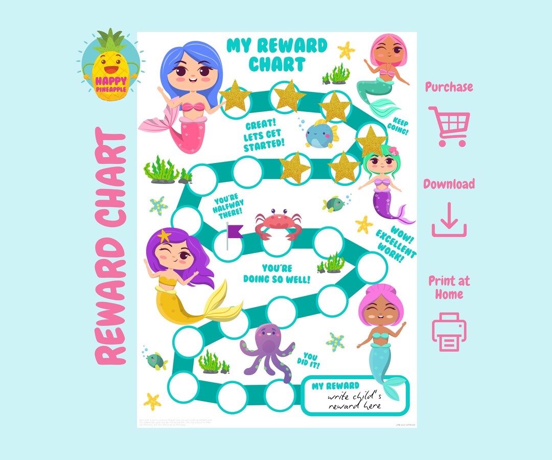 Little Mermaid Reward Chart | Printable Behavior Chart | Daily Chore ...