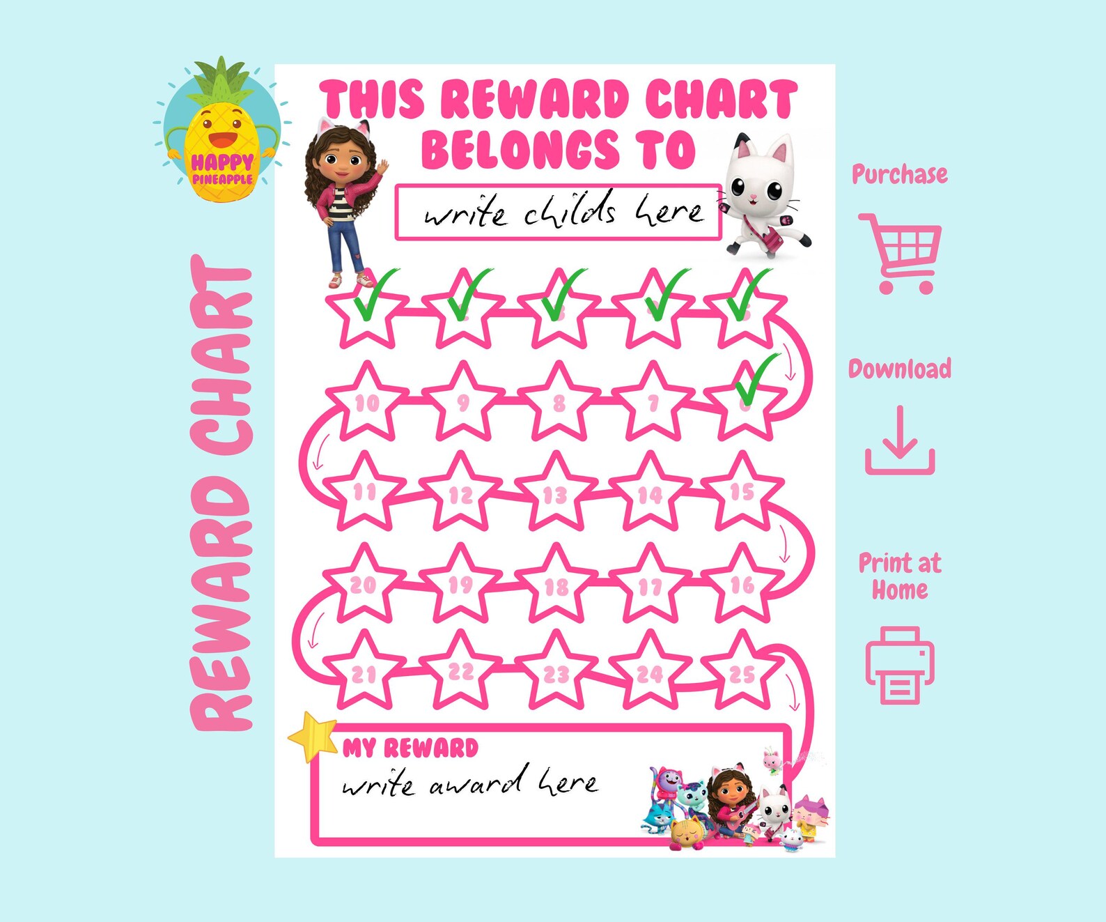 Gabby's Doll House Reward Chart | Printable Behavior Chart | Daily ...