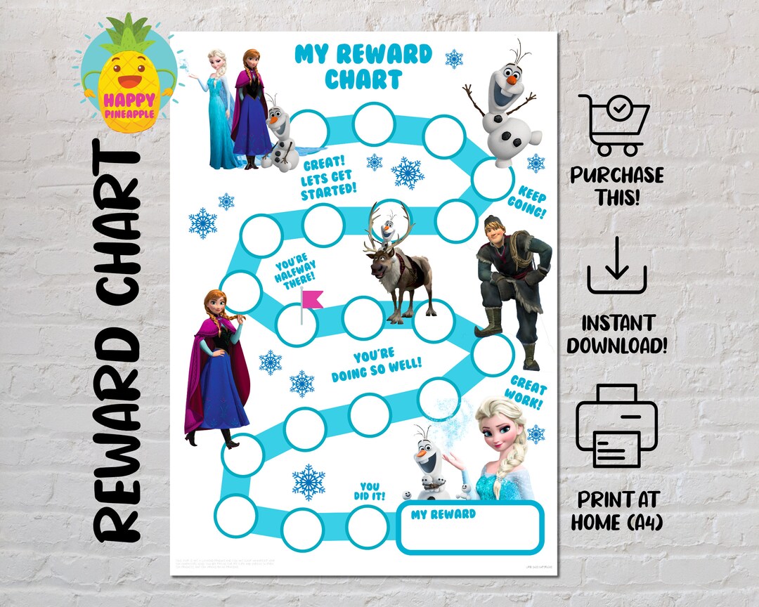 Frozen Reward Chart for Kids, Chore Chart, Behaviour Chart, Digital ...