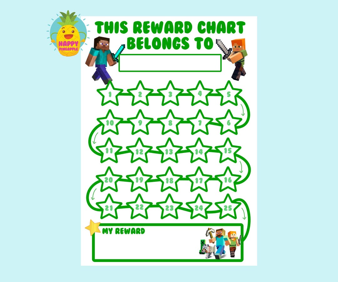 Minecraft Reward Chart Printable Minecraft Behavior Chart Daily Chore ...