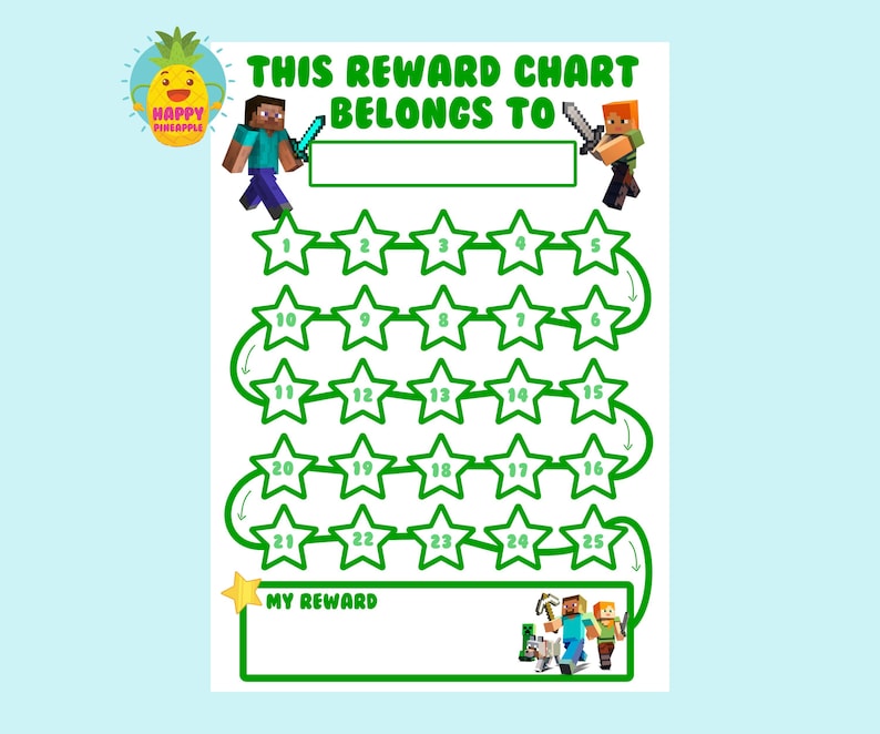 Minecraft Reward Chart | Printable Minecraft Behavior Chart | Daily ...