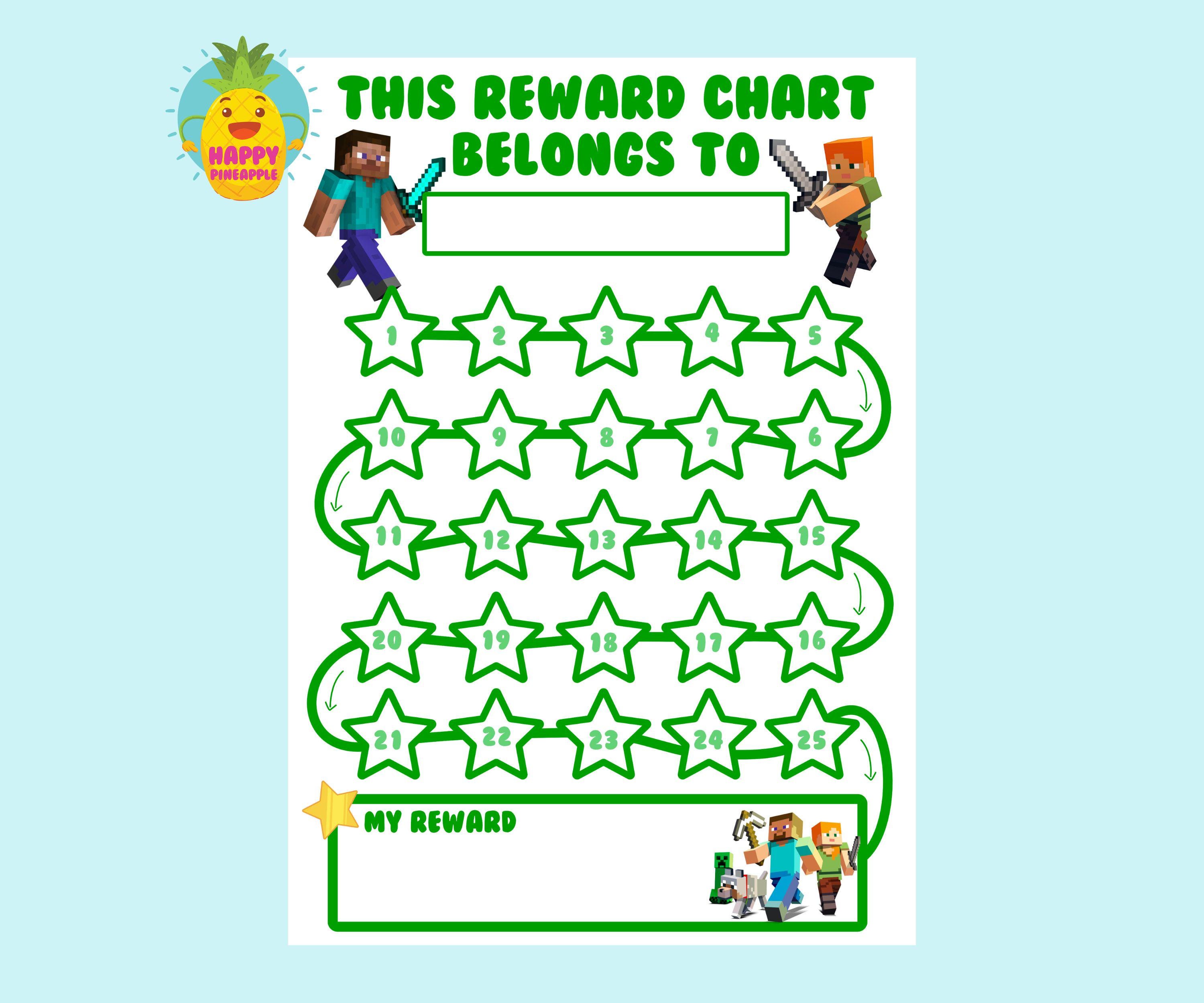 Minecraft Reward Chart | Printable Minecraft Behavior Chart | Daily ...