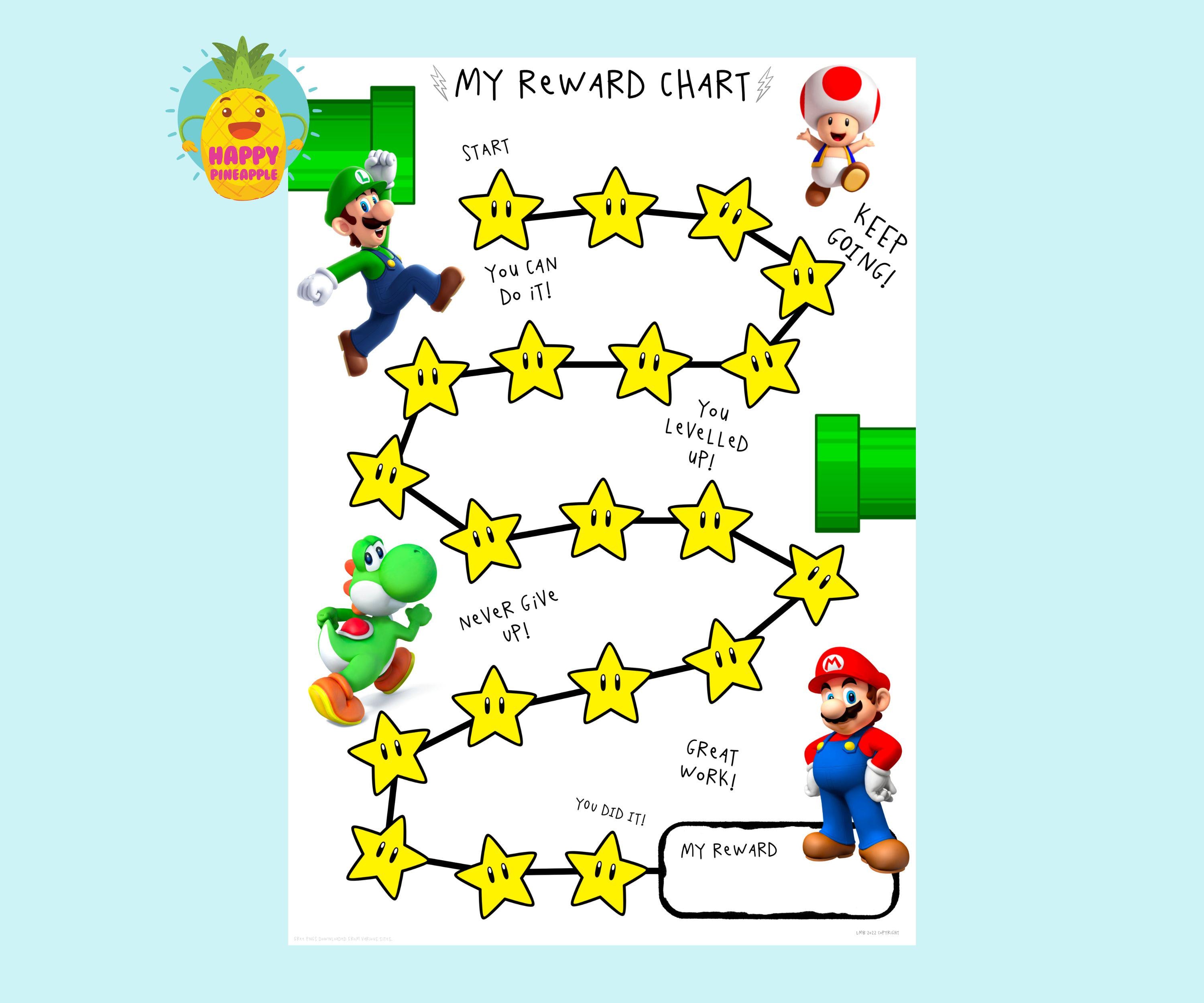 Super Mario Reward Chart for Kids, Chore Chart, Behaviour Chart ...