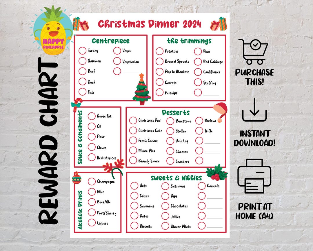 Printable Christmas Planner Holiday Dinner & Gift Lists Instant ...