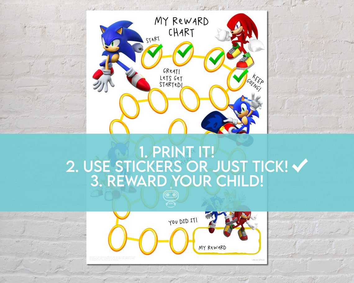 Sonic the Hedgehog Reward Chart for Kids, Chore Chart, Behaviour Chart ...