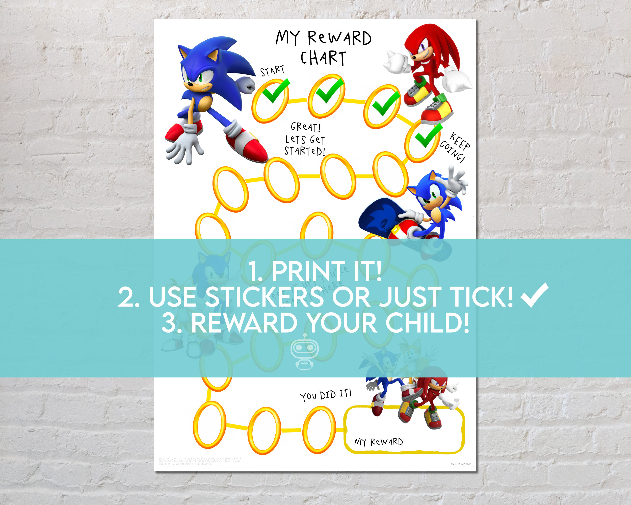 Sonic the Hedgehog Reward Chart for Kids, Chore Chart, Behaviour Chart ...