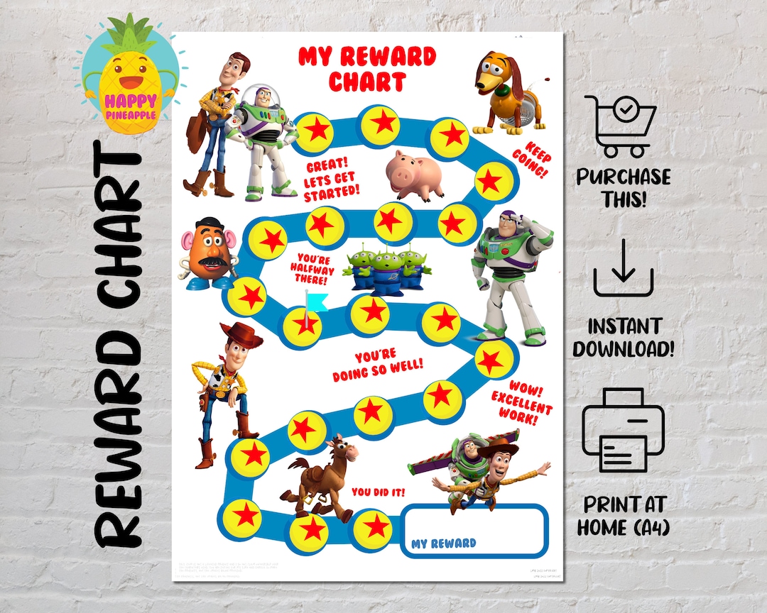 Toy Story Reward Chart for Kids, Chore Chart, Behaviour Chart, Digital ...