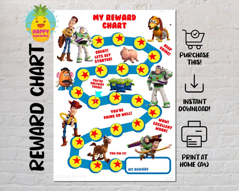 Toy Story Reward Chart for Kids, Chore Chart, Behaviour Chart, Digital ...