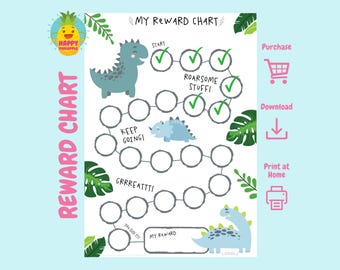 Dragons Colorful Reward Chart for Kids, Chore Chart, Behaviour Chart ...