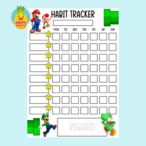 Super Mario Routine Reward Chart for Kids, ADHD, Chore Chart, Behaviour ...