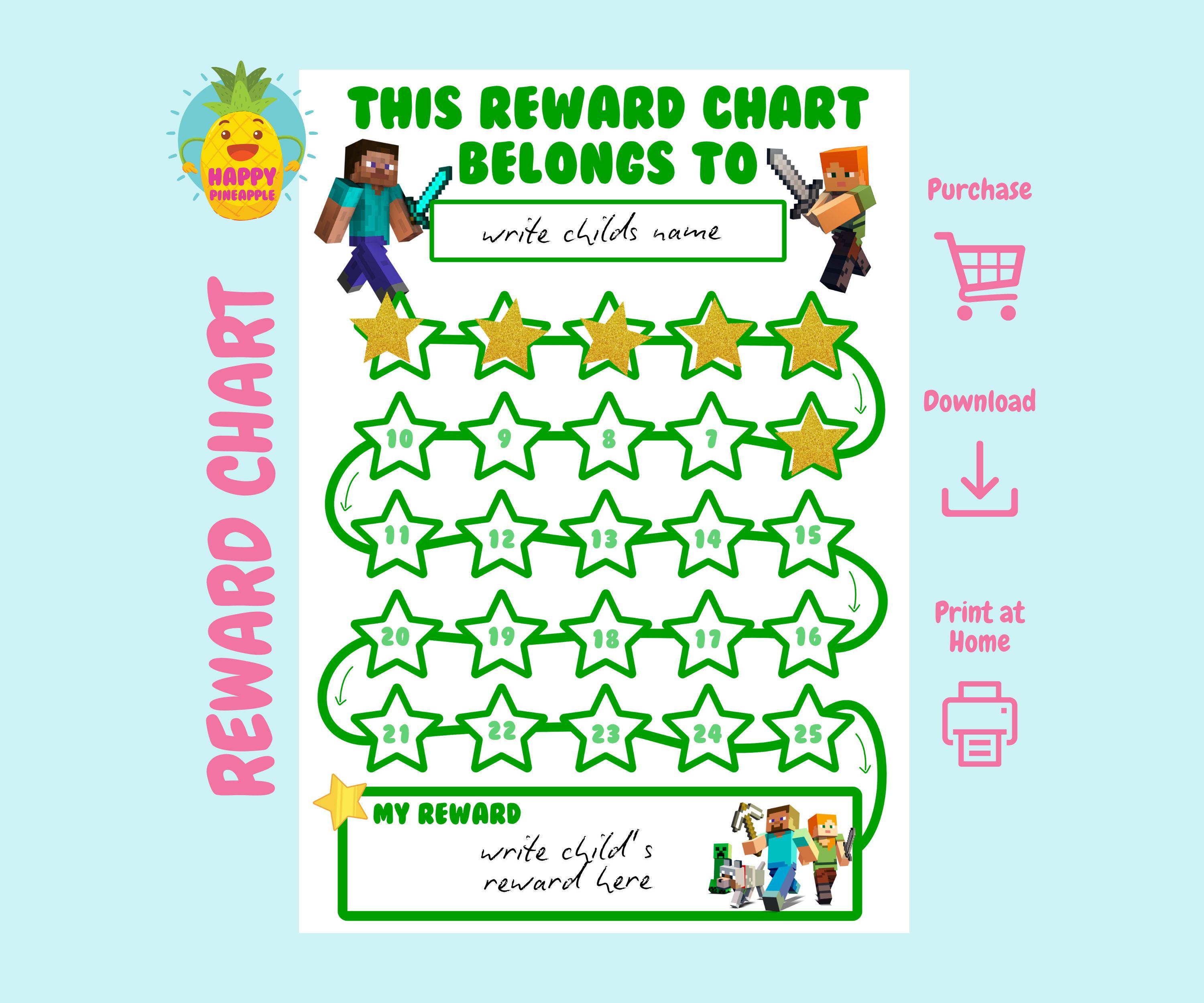 Minecraft Reward Chart Printable Minecraft Behavior Chart Daily Chore ...