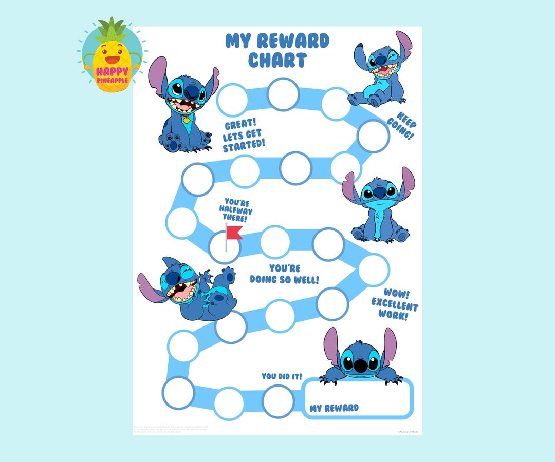 Stitch Reward Chart for Kids, Chore Chart, Behaviour Chart, Digital ...