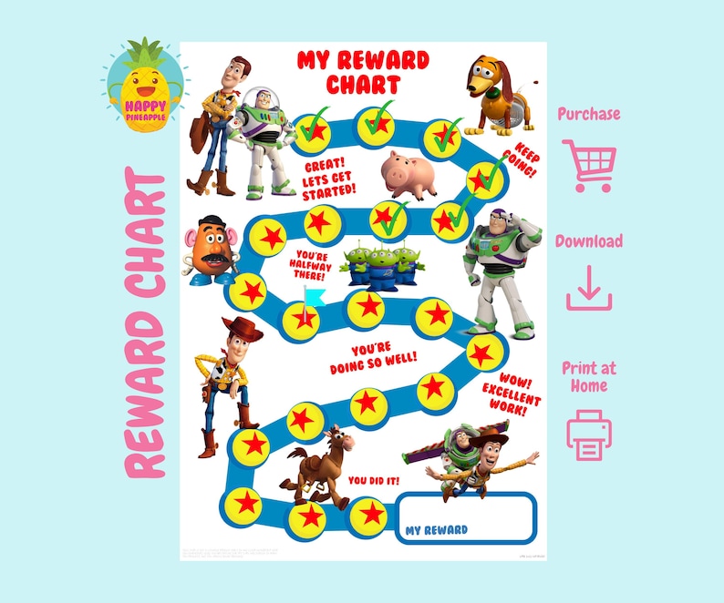 Toy Story Reward Chart for Kids, Chore Chart, Behaviour Chart, Digital ...