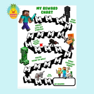 Minecraft Reward Chart for Kids, Chore Chart, Behaviour Chart, Digital ...