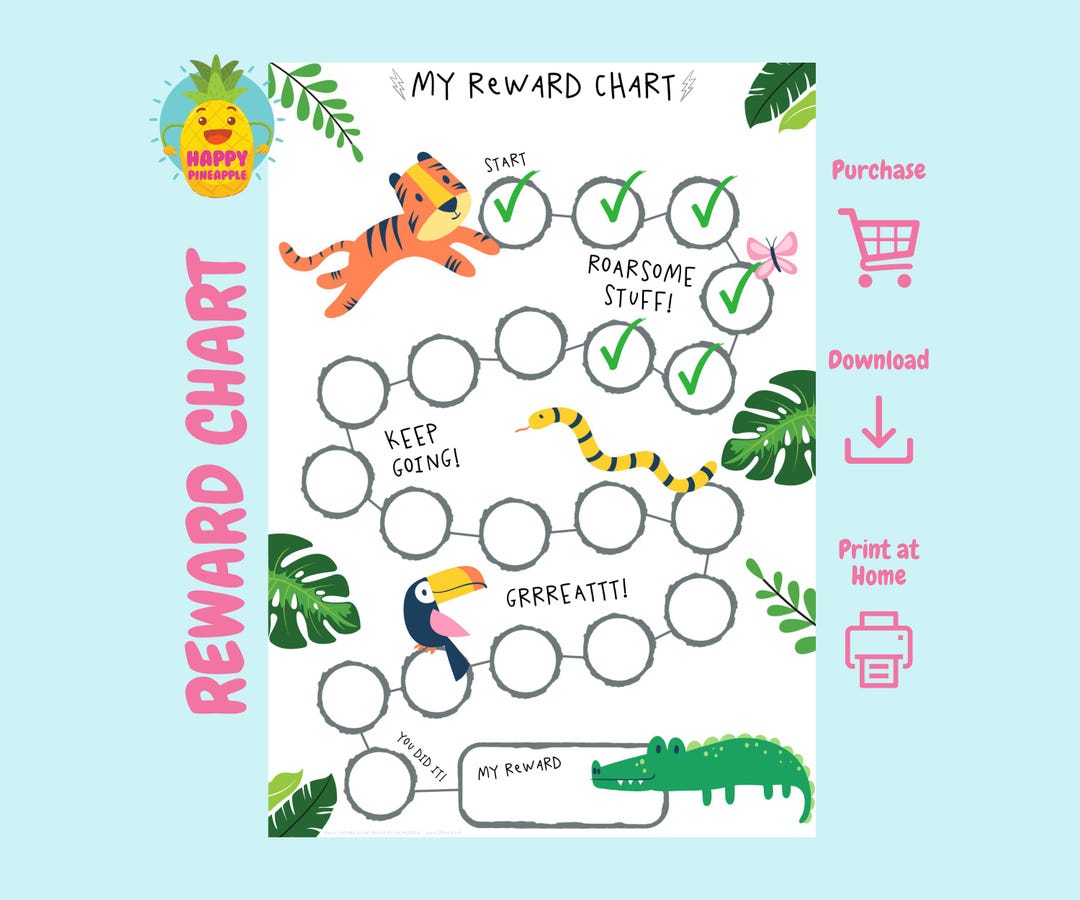Jungle Animals Theme | Printable Superhero Behavior & Chore Chart ...