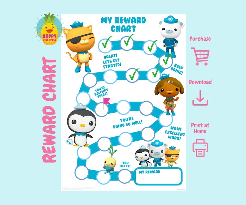Octonauts Colourful Reward Chart for Kids, Chore Chart, Behaviour Chart ...