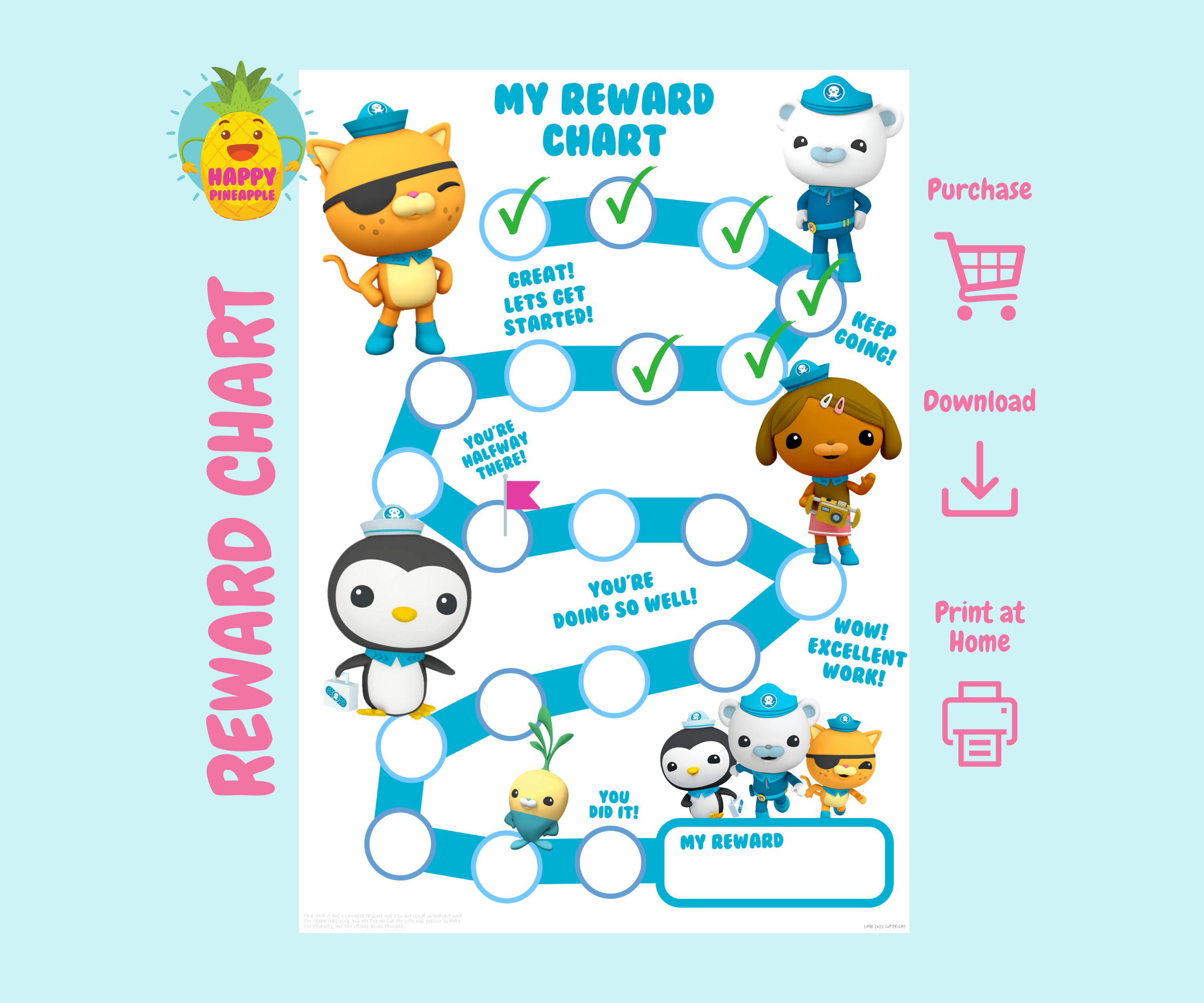 Octonauts Colourful Reward Chart for Kids, Chore Chart, Behaviour Chart ...